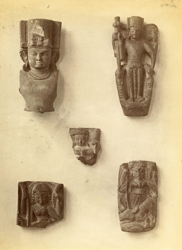 [Photo.35/(089)] Stone fragments depicting religious (?) figures ...